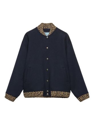Prada veste bomber à bords en maille - Bleu