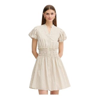 Fracomina Mini-Kleid aus gestreifter Baumwolle - - Dresses - Damen - Beige - L