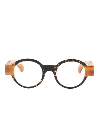 Etnia Barcelona lunettes de vue rondes à effet écailles de tortue - Marron