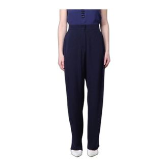 Emporio Armani Pantalon droit en viscose - Femme - Pantalons - Bleu - Taille: 40 FR