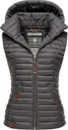 Navahoo Damen Übergangsjacke leichte Steppweste mit Abnehmbarer Kapuze Shadaa Anthracite Gr. XS