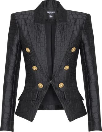 Balmain blazer à effet peau de crocodile - Noir