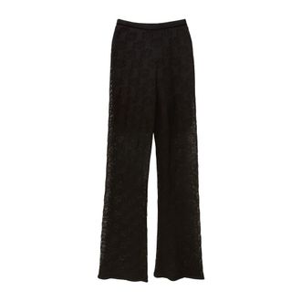 Silvian Heach Femme, Pantalons, Noir, Taille: 40 FR Wide Pantalons with All-over Graphic Pattern