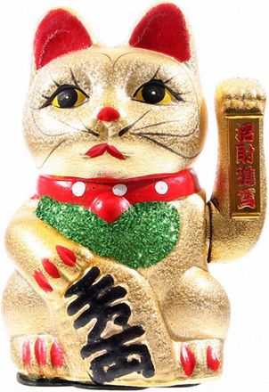 Puckator Winkekatze MANEKI NEKO 21cm golden glitter