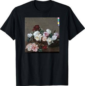 New Order Damen Unisex-Jugendliche T-Shirt Schwarz Kurzarm Klassisch Gebl&uuml;mt Crew-Ausschnitt Klein EU S