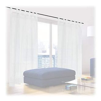 Relaxdays Gardinen 2er Set, HxB: 175x140 cm, halbtransparente Vorhänge, Wohn- & Schlafzimmer, Schlaufengardinen, weiß