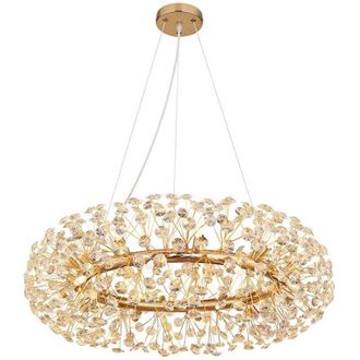 Globo Lighting Suspension salle &agrave; manger luminaire suspension LED 20 flammes cristal clair G9 dor&eacute;