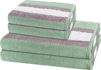 ROSS Harmony 4er Set Handt&uuml;cher & Duscht&uuml;cher - 2X Handtuch, 2X Duschtuch - Walkfrottee 520 g/m&sup2;, Hoch-Tief-Struktur, Flauschig & Saugstark - Elegante Stic