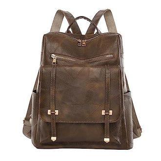 Generic Sac &agrave; dos pour femme en cuir unis&eacute; avec double fermeture &eacute;clair design d&eacute;contract&eacute; et &eacute;l&eacute;gant pour usage quotidien ou l&eacute;ger