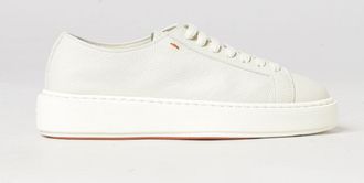 Santoni Geschn&uuml;rte Low-Top-Sneaker aus genarbtem Leder mit Logo