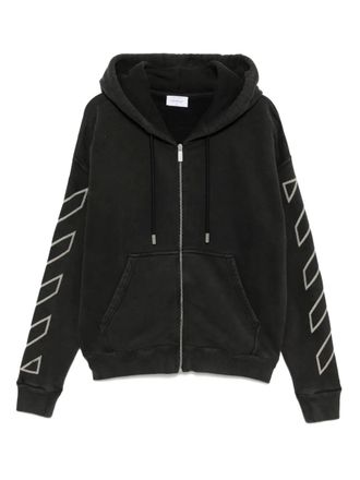 Off-white hoodie imprim&eacute; &agrave; fermeture zipp&eacute;e - Noir