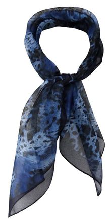TigerTie Damen Chiffon Nickituch Halstuch in marine blau dunkelblau schwarz Leoparden Muster - Gr&ouml;&szlig;e 58 x 58 cm