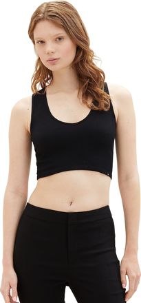 Tom Tailor Damen 1038650 Cropped Basic Top, 14482-Deep Black, S/M