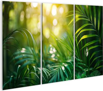 Islandburner Bild auf Leinwand Weichgezeichnete Palmenbl&auml;tter im Sonnenlicht Naturfokus auf strahlendes Laub Bilder Wandbilder Poster