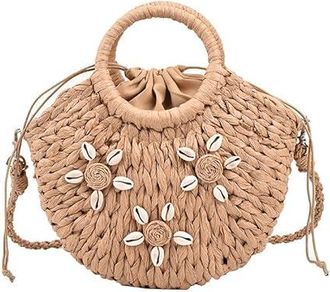 Generic Nom du produit : sac &agrave; main en paille pour femme, sac &agrave; bandouli&egrave;re, sac de plage d&eacute;t&eacute;, sac fourre-tout, sac &agrave; main en osier, kaki, 26 X 17 X 22 Centi