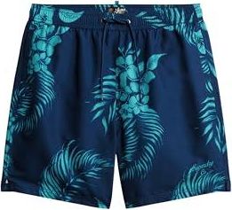 Superdry Short de bain imprimé hawaïen recyclé 43,2 cm - Bleu marine, Imprimé palmier bleu marine, XL