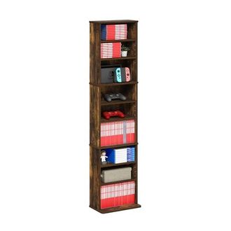 Furinno Jaya Multimedia-Medienspeicher-Tower-Rack mit 9 Regalen und verstellbaren Regalen, Bernsteinkiefer
