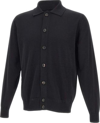 FILIPPO DE LAURENTIIS Homme, Pulls, Noir, Taille: XL Polo Collar Cardigan
