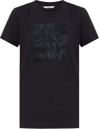 Max Mara t-shirt en coton à logo brodé Bravo - Noir