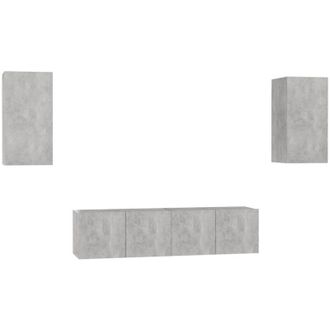 vidaXL 4-tlg. TV-Schrank-Set Betongrau Holzwerkstoff vidaXL