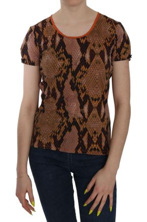 Just Cavalli Snake Skin Print T-Shirt - Brown