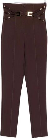 Elisabetta Franchi Femme, Pantalons, Brun, Taille: 42 FR Pantalon Cr&ecirc;pe Stretch Double &Eacute;paisseur