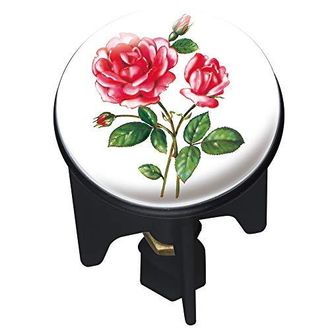 WENKO 20730100 Waschbeckenstöpsel Pluggy Rose Abfluss Stopfen, Messing, Kunststoff, Durchmesser 3.9 x 6.5-9.5 cm