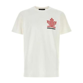 Dsquared2 Cotton Logo T-Shirt - - Tops - Herren - Wei&szlig; - L