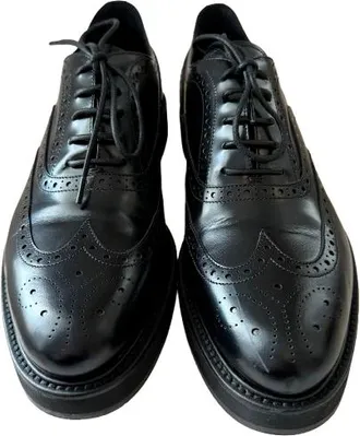 Prada Black Leather Brogues Size 39
