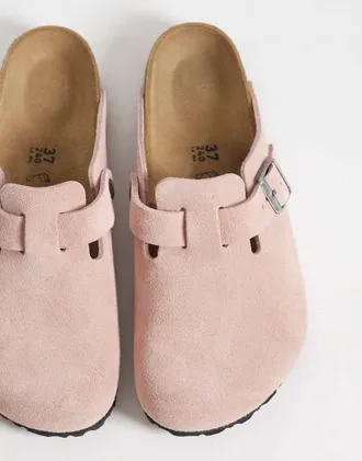 Birkenstock Boston sabots en daim rose argile