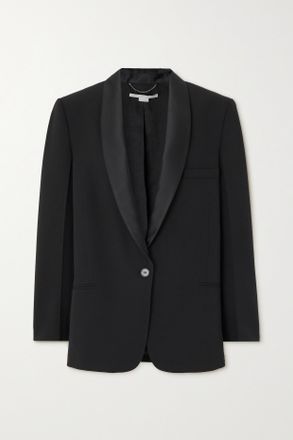 Stella McCartney Blazer Aus Twill Mit Satinbesatz - Schwarz