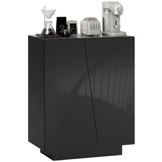 HOMCOM Hochglanz-Aufbewahrungsschrank, freistehender Aufbewahrungsschrank mit verstellbaren Ablagen f&uuml;r Wohnzimmer, Schlafzimmer, Flur, Schwarz