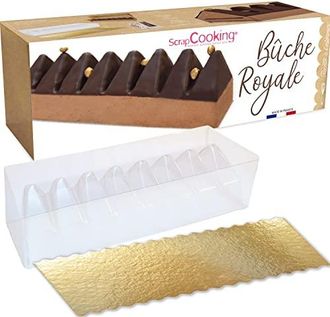 ScrapCooking SCRAP COOKING - Set für Holzscheite Royale - originelles Weihnachts-Desserset - mit Backform, goldfarbenem Ständer und Schokoladenrezept - hergestellt