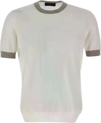 Gran Sasso Homme, Pulls, Blanc, Taille: 2XL Tricot &agrave; col rond manches courtes