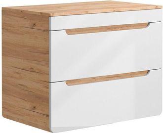 Vente-Unique Vente-unique - Meuble sous vasque suspendu avec planche - 80 cm - Naturel clair et blanc - aruba