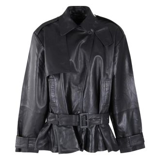 Rotate Rotate Birger Christensen, Femme, Vestes, Noir, Taille: 38 FR Biker Leather Jacket