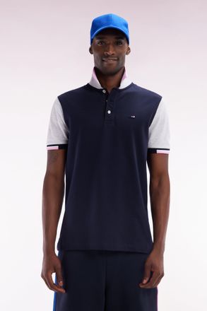 Eden Park Polo &Agrave; Manches Courtes Colorblock En Coton Rose Coupe Droite