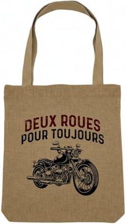 Fabulous Sac Shopping Tote Bag Aspect Lin - Deux roues pour Toujours Moto Grosses cylindr&eacute;es Cafe Racer - Sac de Courses Toile Epaisse 360g Beige Naturel Cabas