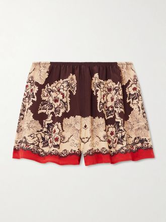 Bode Short En Soie Imprim&eacute; Storybook Tap - Rouge