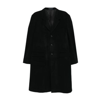 Yohji Yamamoto Homme, Manteaux, Noir, Taille: XL Manteau en Gabardine de Laine