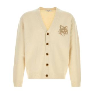 Maison Kitsun&eacute; Homme, Pulls, Beige, Taille: S Cardigan Col V