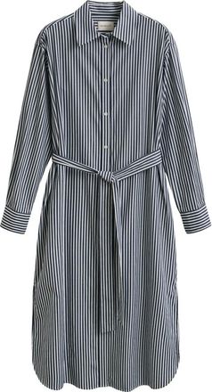 GANT Femme, Robes, Bleu, Taille: 40 FR Robe Chemise Popeline Ray&eacute;e