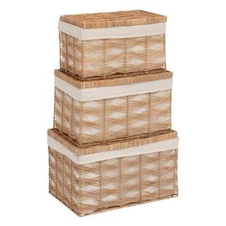 Atmosphera Atmosphera - Lot de 3 Malles en rotin Rosy l50 55 59cm Beige