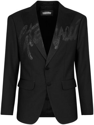 Dsquared2 blazer &agrave; logo strass&eacute;e - Noir