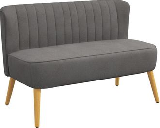 HOMCOM 2-Sitzer Stoffsofa Polstersofa Doppelsofa Sitzm&ouml;bel Loungesofa Holz Samtartiges Polyster Schaumstoff Dunkelgrau 117 x 56,5 x 77 cm - Homcom