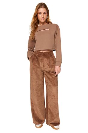 Trendyol Trendyol Womens Damen Gerade Hohe Taille Hose Pants, Mink, 34