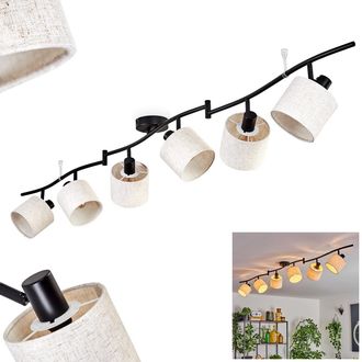 HOFSTEIN Deckenleuchte Bassagoda, moderne Deckenlampe aus Metall/Stoff in Schwarz/Beige, 6-flammig, mit verstellbaren Strahlern, Leuchte im skandinavischen Des