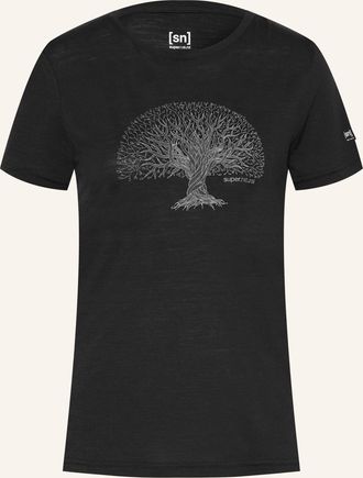 super.natural T-Shirt Tree Of Knowledge Mit Merinowolle schwarz