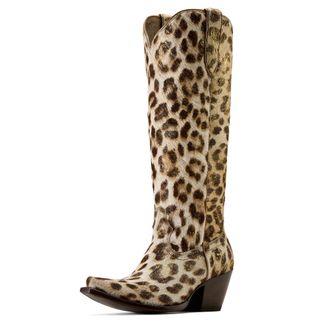 Ariat Womens Casanova X Toe Western Boots in Gilded Leopard Hair On Leather, B Medium Width, Size 38.5, by Ariat