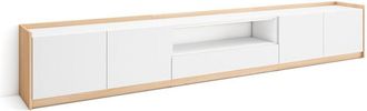 Skraut Home Skraut Home - TV-Schrank, Lowboard, 310x37x50cm, F&uuml;r TV-Ger&auml;te bis zu 80, Fernsehtisch, Wei&szlig; und Eiche Soft